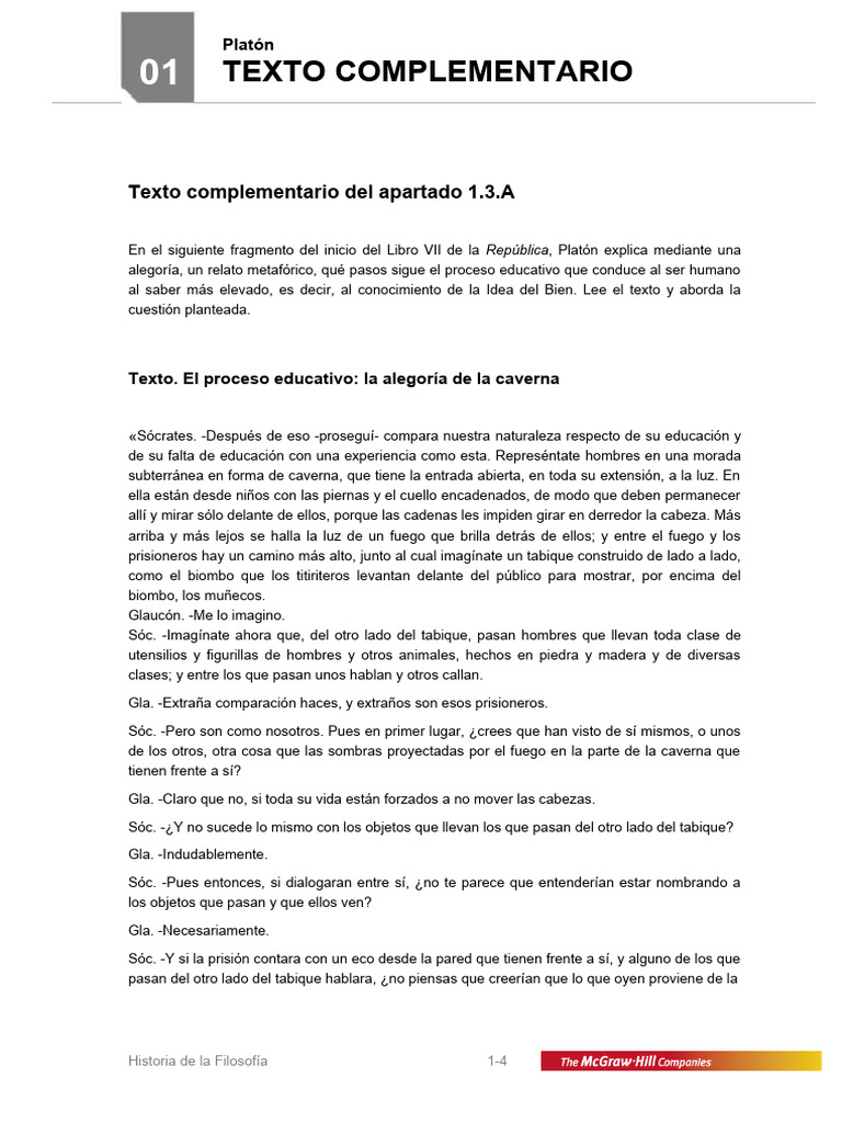 01 Texto Complementario 2 | PDF | Platón | Alegoría
