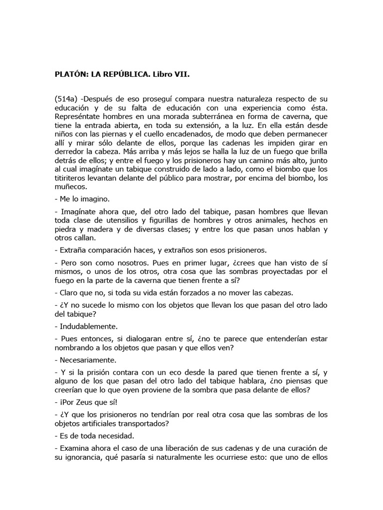 Alegoría de la Caverna en Platón | PDF | Platón | Conocimiento