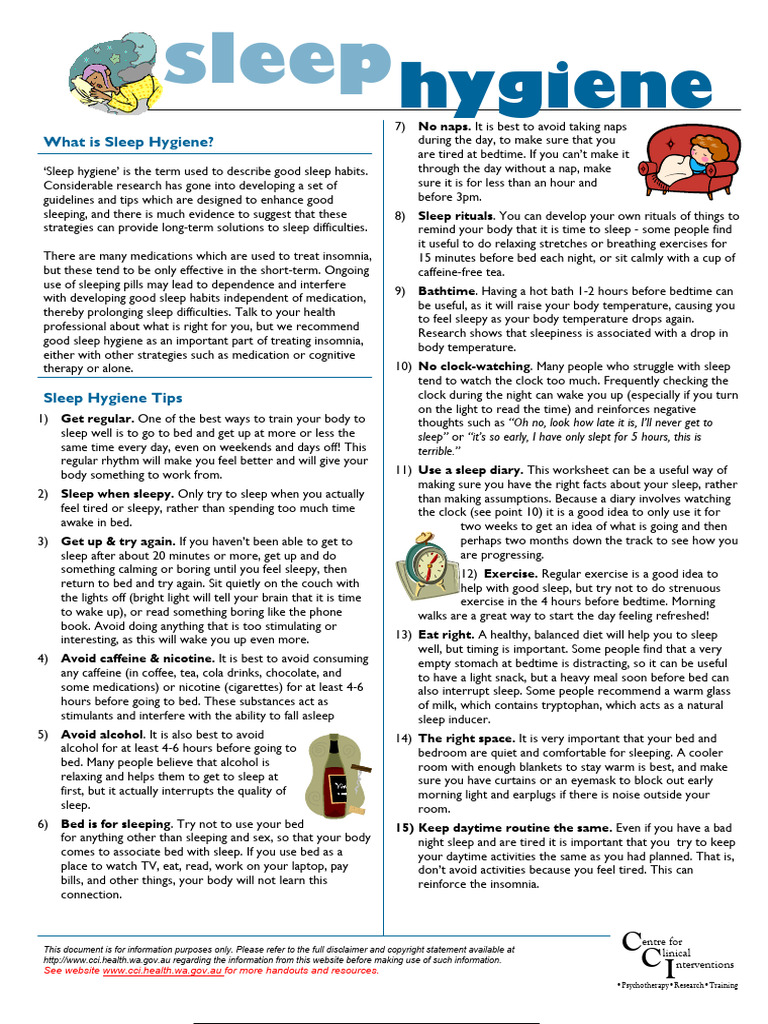 Sleep Hygiene | PDF | Sleep | Insomnia