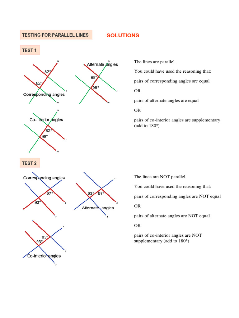 Testing For Parallel Lines SOLUTIONS | PDF