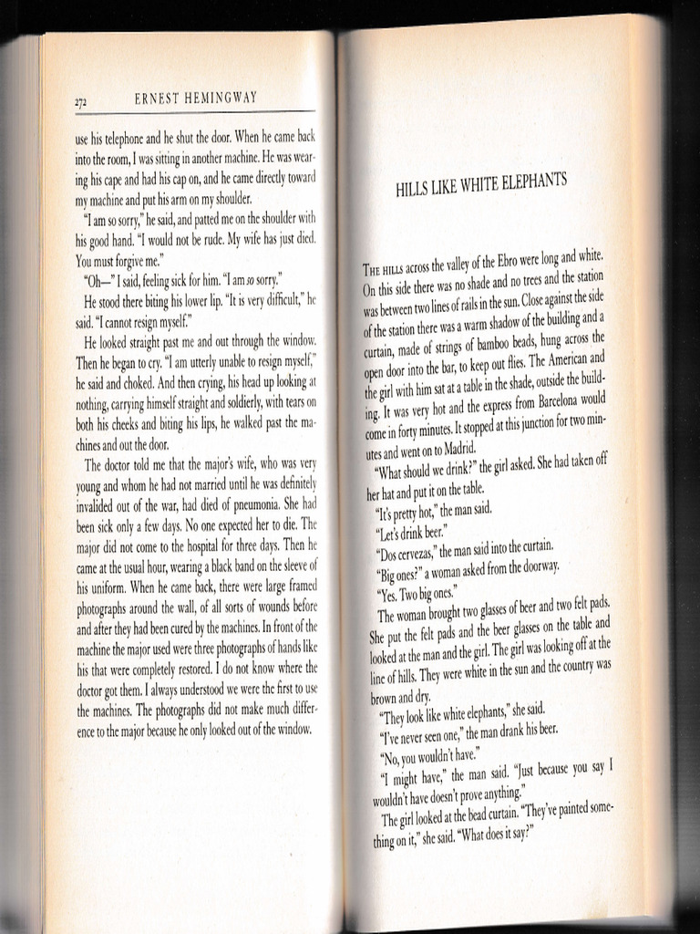 Ernest Hemingway, - Hills Like White Elephants | PDF