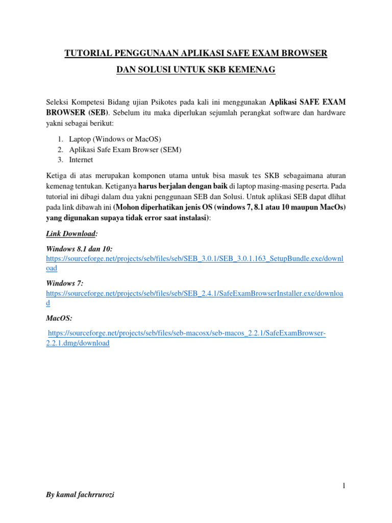 Panduan Safe Exam Browser untuk SKB | PDF