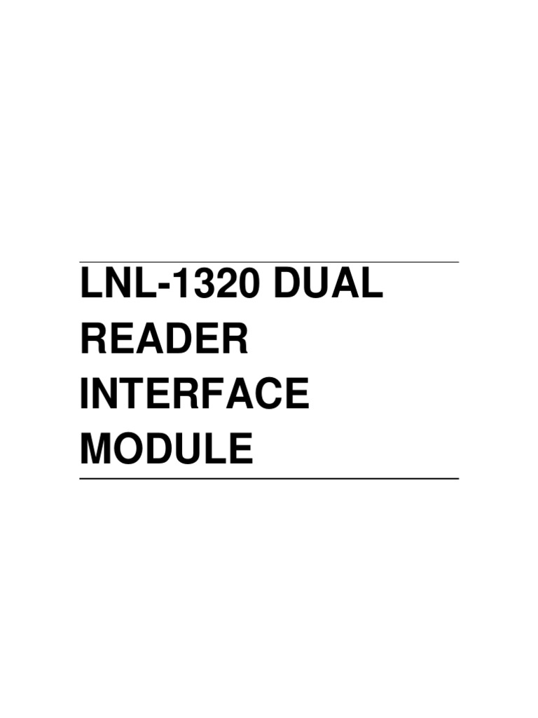 LNL-1320 Dual Reader Interface Module | Download Free PDF | Access ...