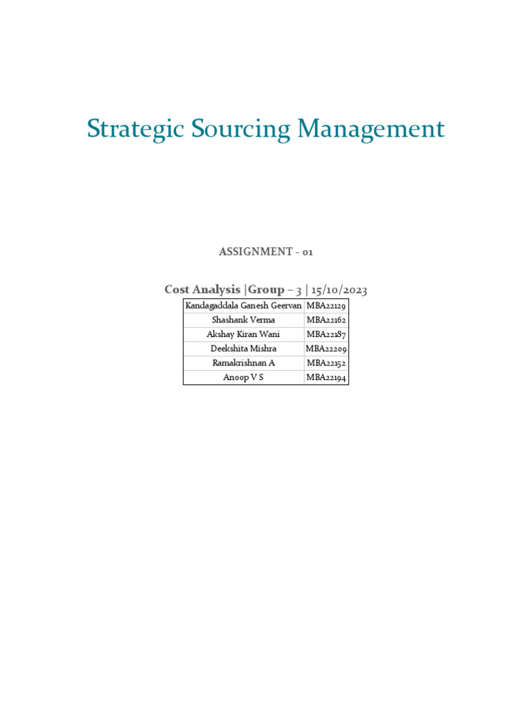 Group 03 SSM Assignment 01 Cost Analysis | Download Free PDF ...