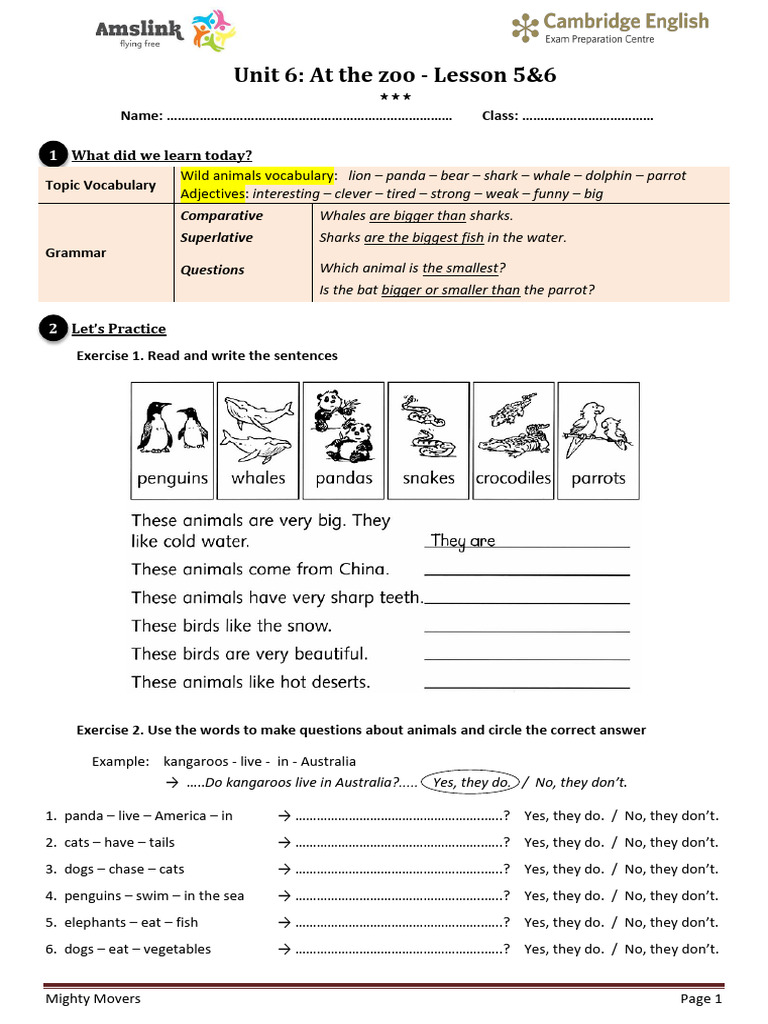Movers - U6 - L5 - 6 | PDF