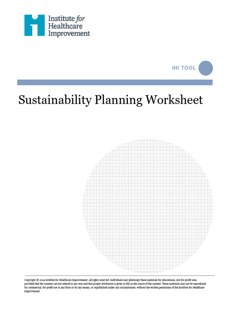 IHITool - Sustainability Planning Worksheet | PDF