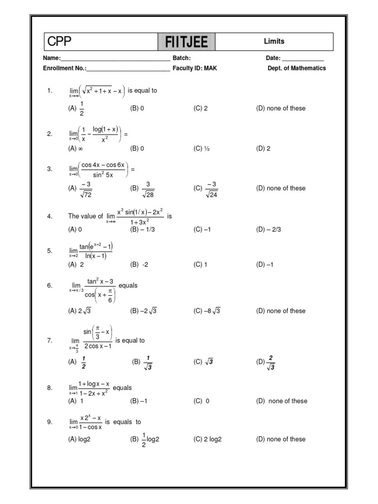 Basic Maths Limits Pdf