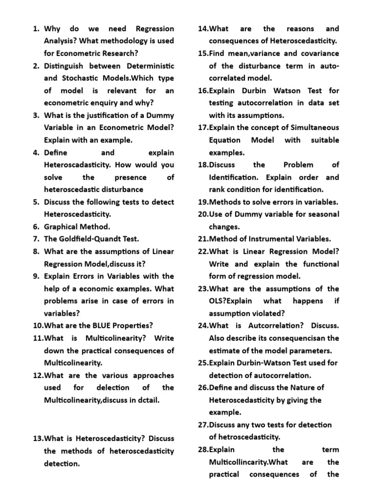 Econometrics Final Paper Question | PDF | Econometrics | Regression Analysis
