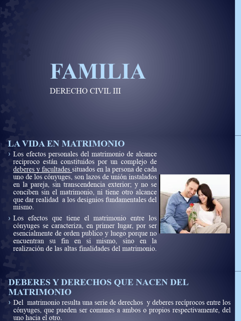 La Vida en Matrimonio, FAMILIA III Diapositiva de La Septimo Clase 2023 ...