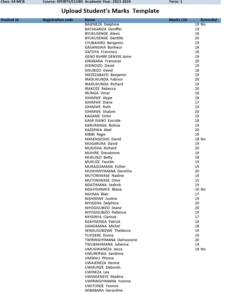 Camis s4 MCB Sports Clubs Test Period 1 | PDF