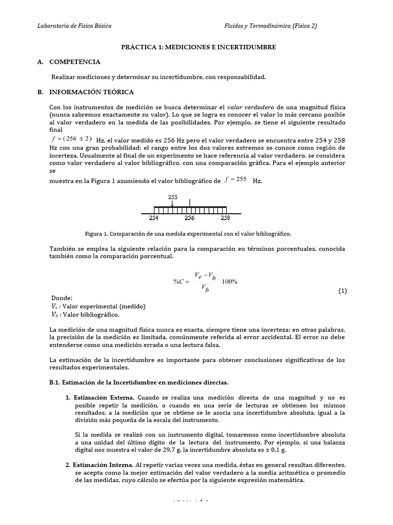 Práctica 1 - Mediciones e Incertidumbre | PDF | Medición | Incertidumbre
