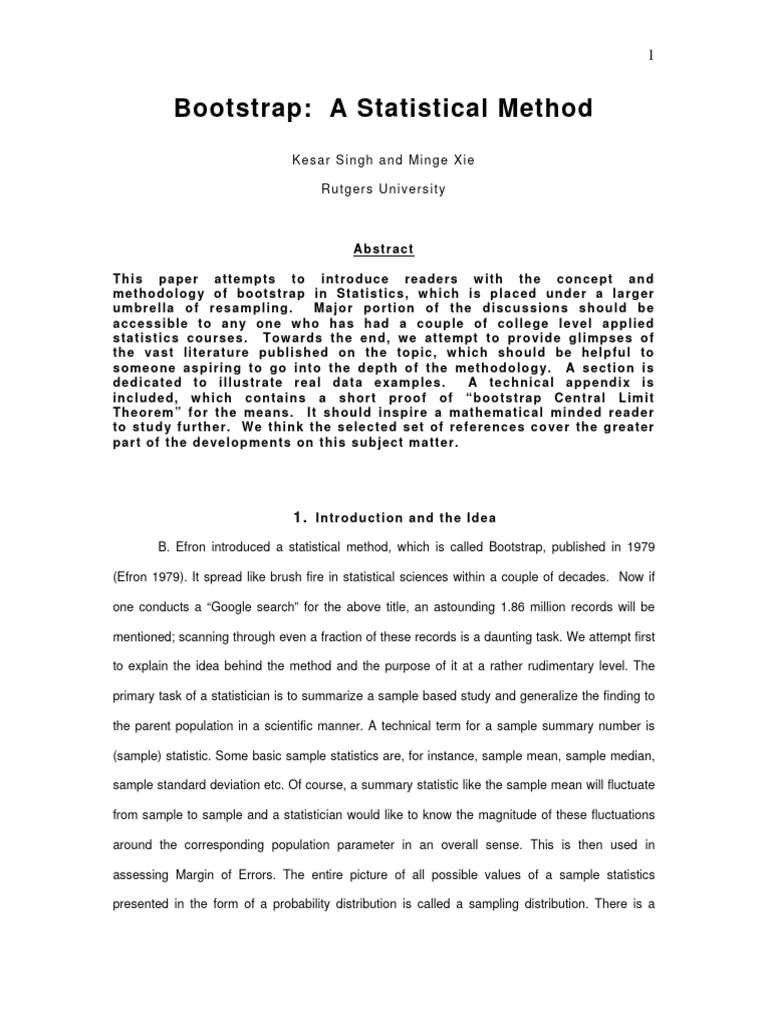 Bootstrap1 | PDF | Bootstrapping (Statistics) | Resampling (Statistics)