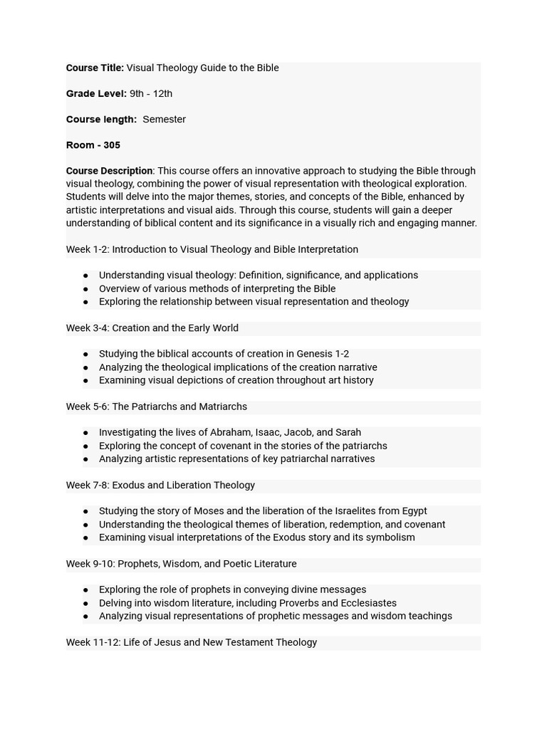 Course Title - Visual Theology Guide To The Bible | PDF | Bible ...