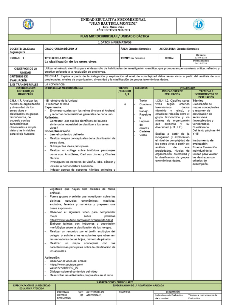 Pud Ccnn-10mo | PDF | Sistema inmune | Plan de estudios