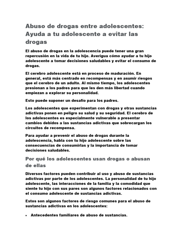 xds | PDF | La dependencia de sustancias | Adolescencia