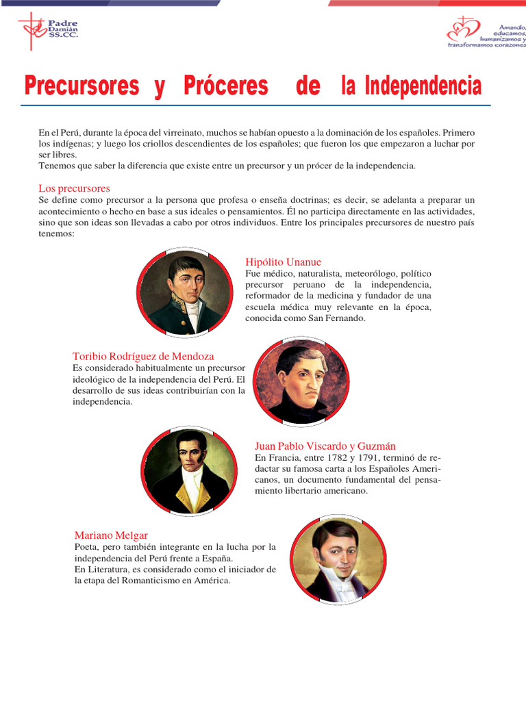 Precursores y Proceres de La Independencia | PDF | Perú | América del Sur