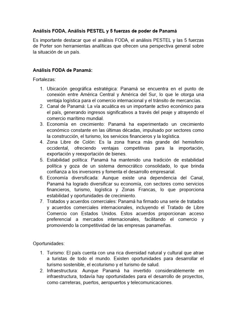 Foda, Pestel, 5 Fuerzas | PDF | Turismo | Infraestructura