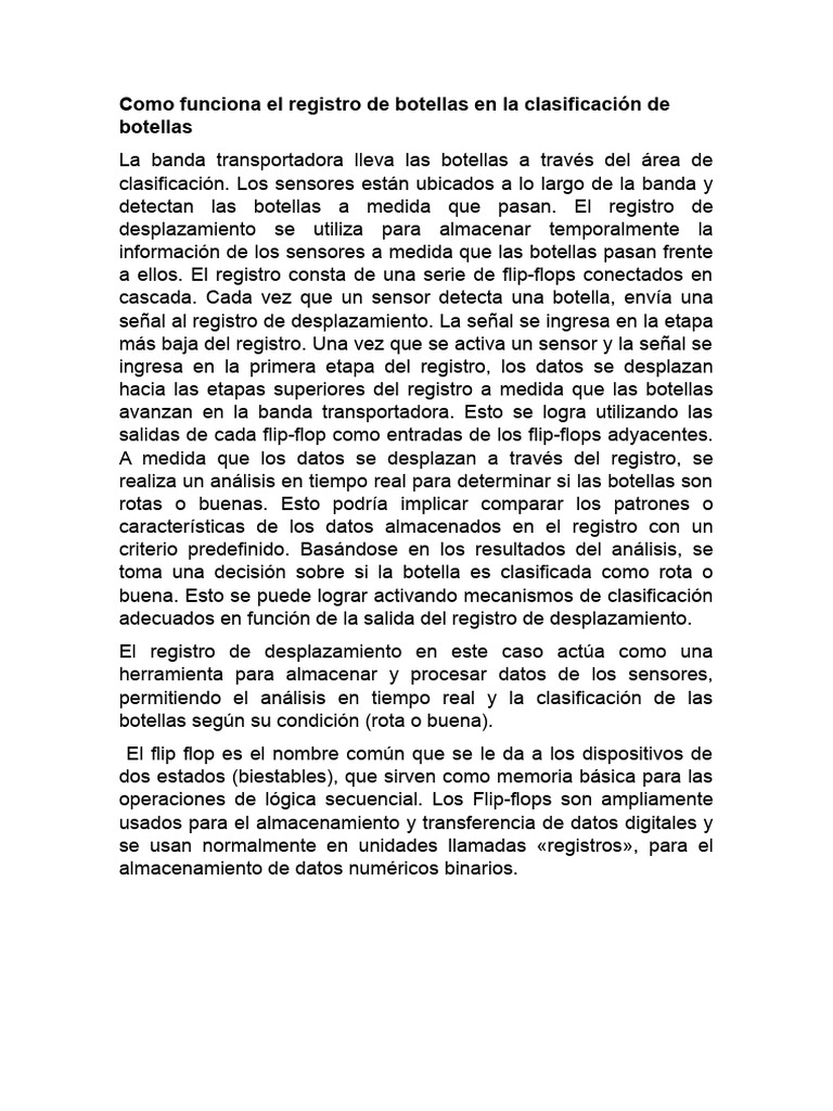 Como Funciona El Registro de Botellas en La Clasificación de Botellas | PDF
