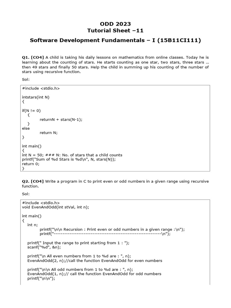 Tutorial 10 Solution - Recursive Functions | PDF | Software Engineering ... Tutorial 10 Solution - Recursive Functions | PDF | Software Engineering ...
