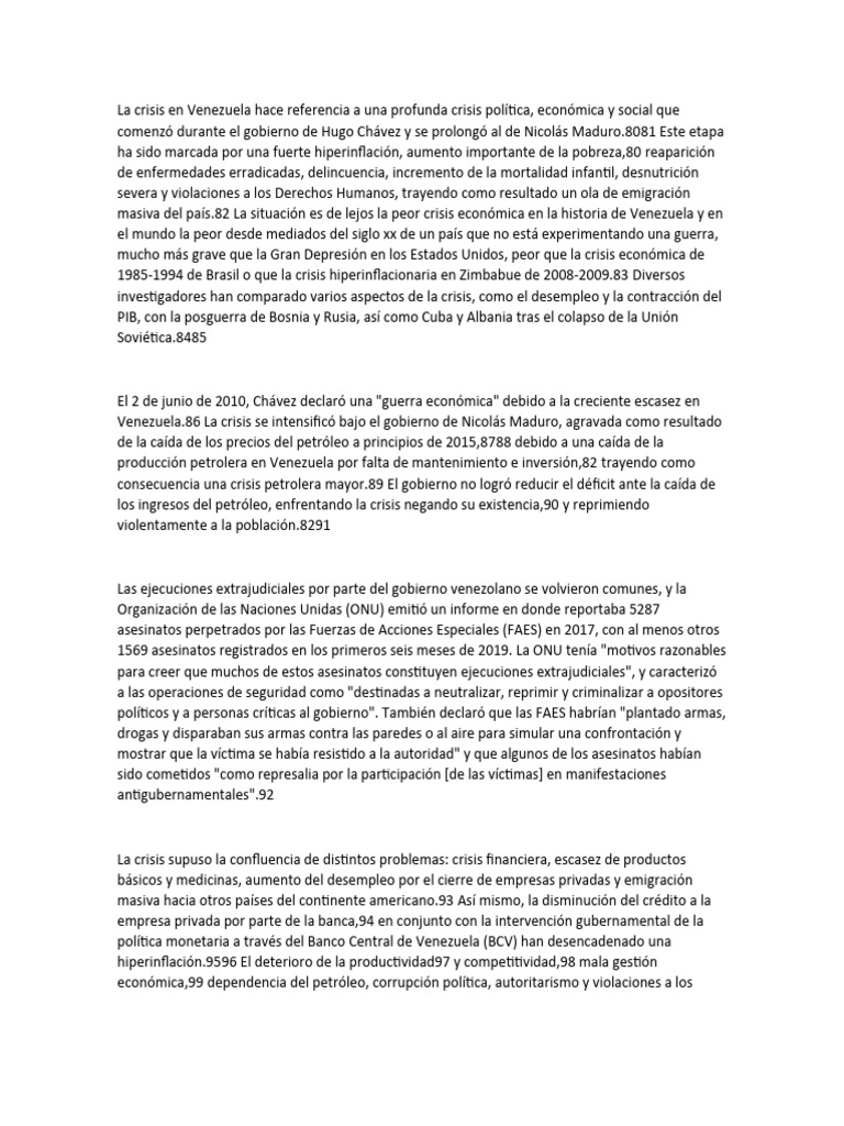 La Crisis en Venezuela Hace Referencia A Una Profunda Crisis Política ...