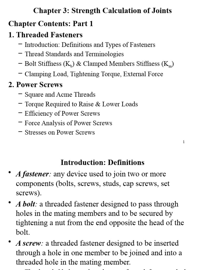 Chapter 3 Strength Calculation of Joints | PDF | Screw | Manufactured Goods