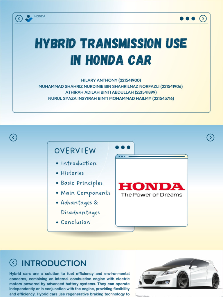 Hybrid transmission use in honda car | PDF | Hybrid Vehicle | Engines
