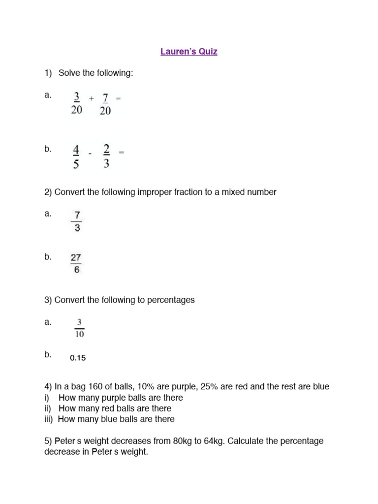 Maths Quiz | PDF | Science & Mathematics