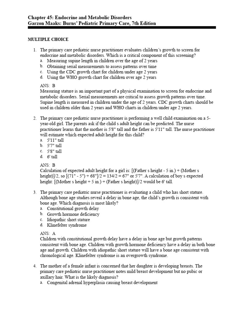 Chapter 45: Endocrine and Metabolic Disorders Garzon Maaks: Burns' Pediatric Primary Care, 7th ...