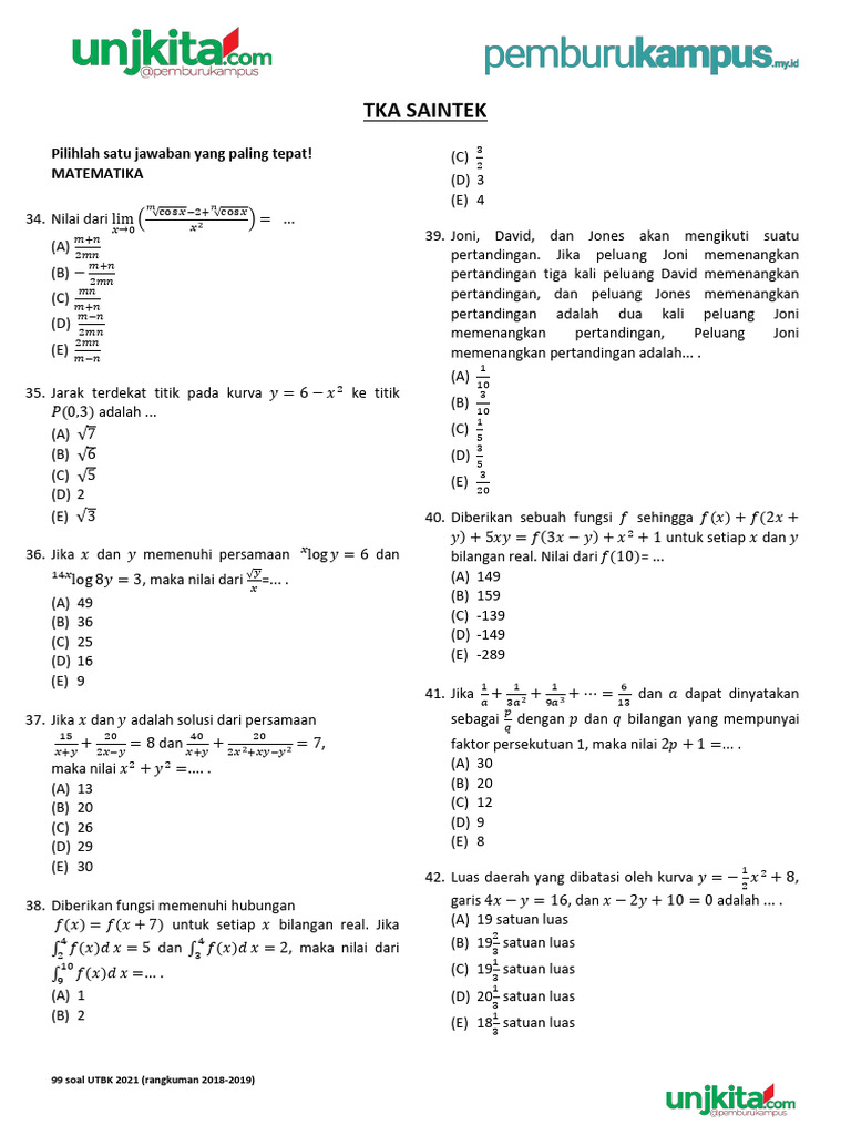 A-0317 FTEK Soal Dan Kunjaw TKA Saintek Mapel Lengkap UTBk (SFILE | PDF