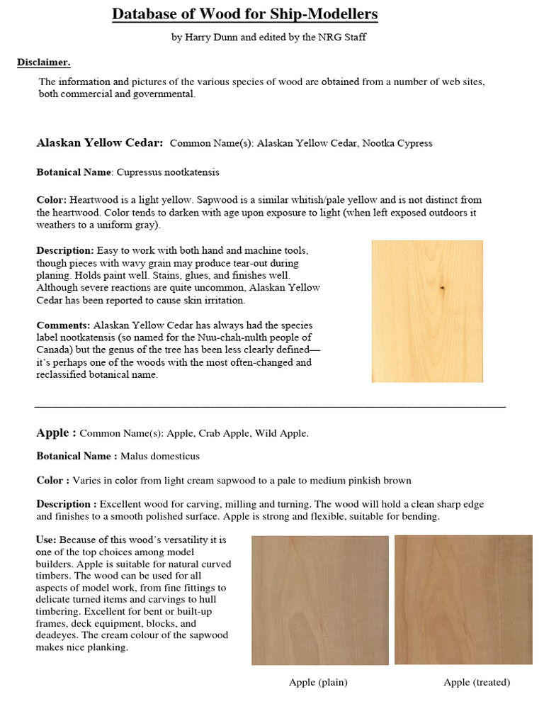Wood Species Guide for Ship Modelling | PDF | Wood | Trees