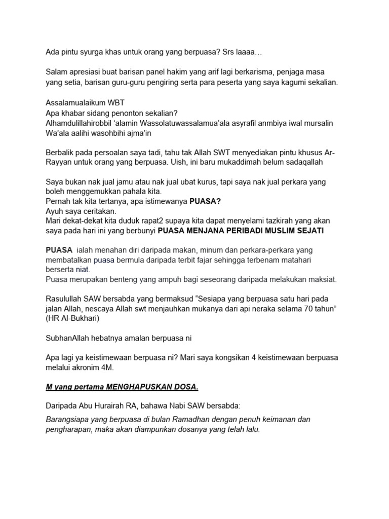 Puasa Menjana Peribadi Muslim Sejati | PDF