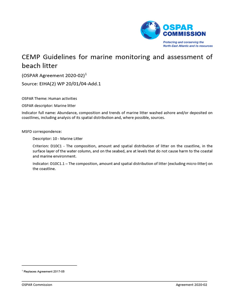 20-02e Cemp Guideline Beach Litter | PDF | Beach | Surveying