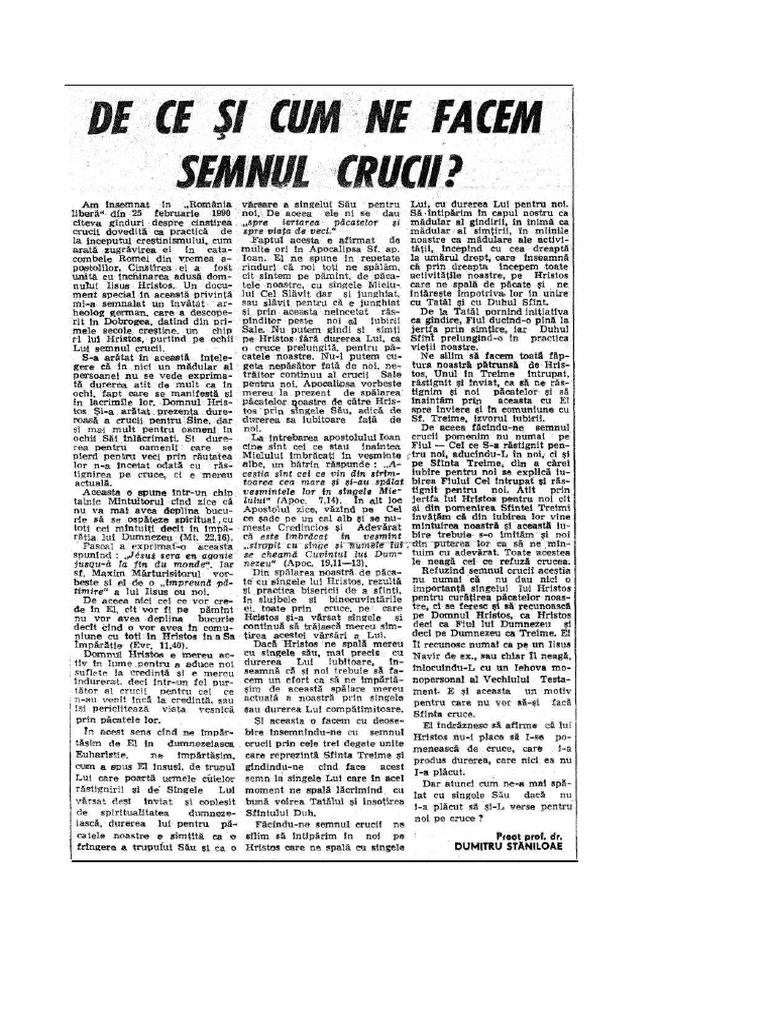 Dumitru Staniloae - de Ce Si Cum Sa Ne Facem Semnul Crucii | PDF