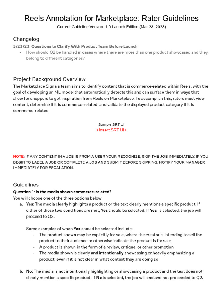 Reels Annotation For Marketplace Rater Guidelines | PDF | Self Harm ...