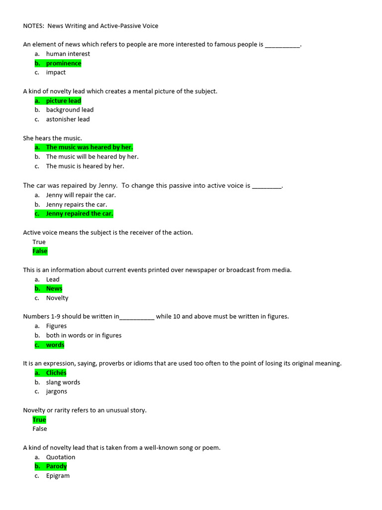 News Writing & Voice Techniques | PDF | Grammar | Human Communication
