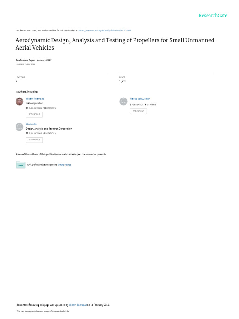 Aerodynamic Design Analysis and Testing of Propellers For Small ...