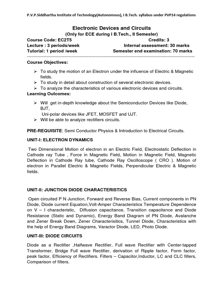 Electronic Devices & Circuits | PDF | Transistor | Diode