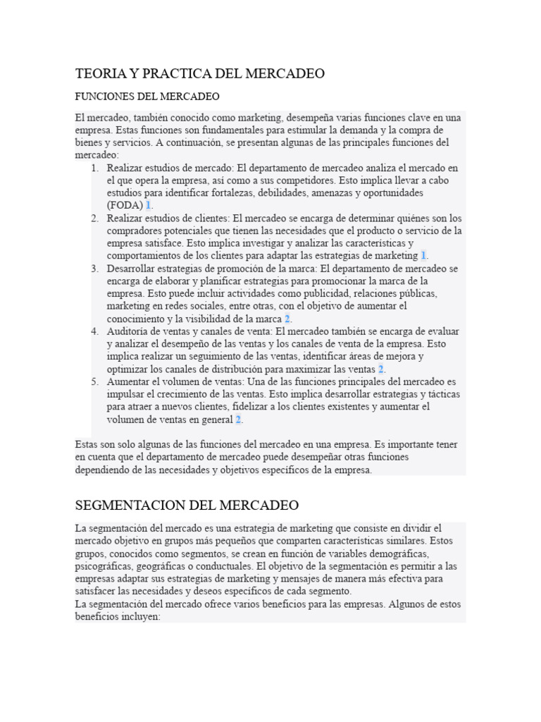 TEORIA Y PRACTICA DEL MERCADEO | PDF | Marketing | Mercado (economía)