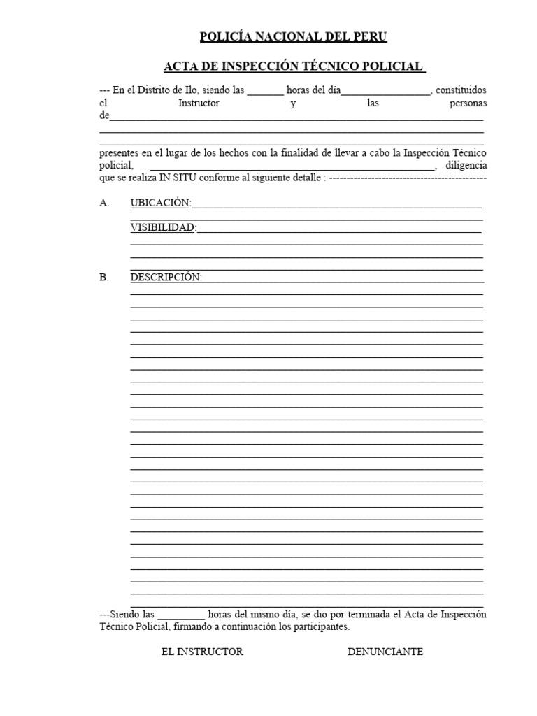 ACTA DE ITP MODELO Fallecido | PDF | Justicia penal | Crimen y violencia