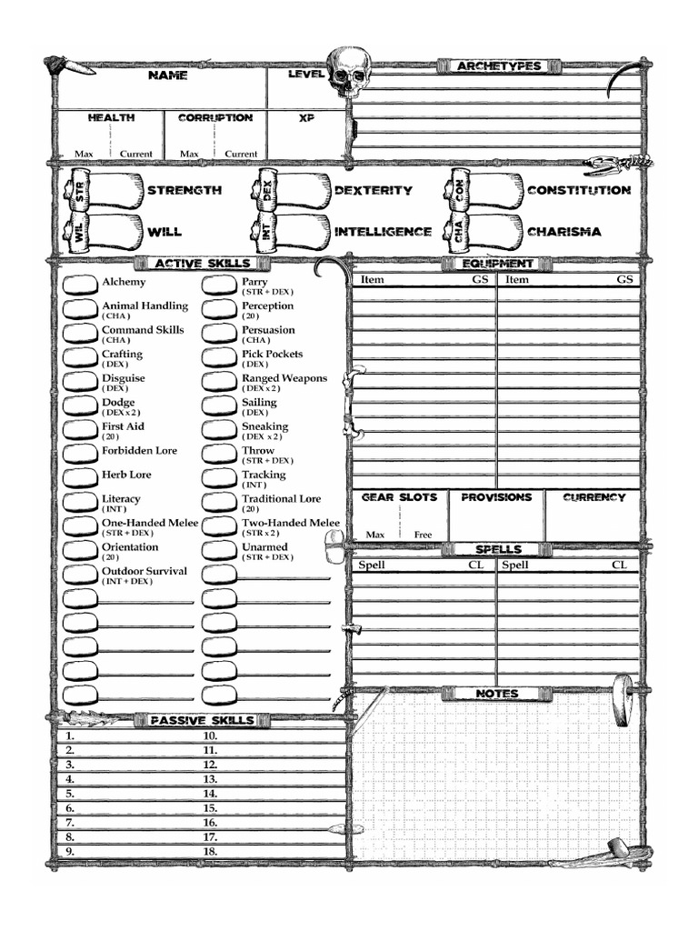 CHARACTER - SHEET - DoB&S - Conquered Sun Edition | PDF