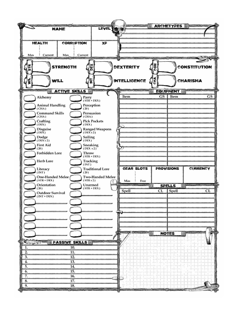 Character Sheet - DoB&S - Conquered Sun Edition | PDF
