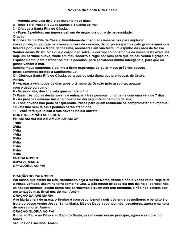 Novena de Santa Rita Cássia | PDF