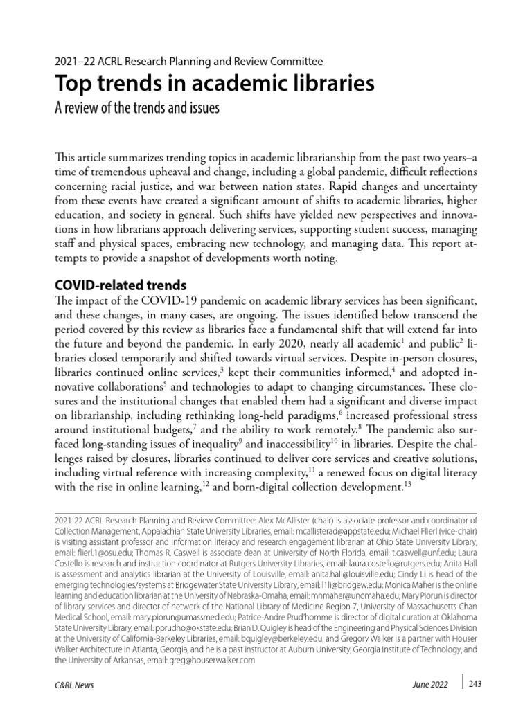 Top Trends in Academic Libraries | PDF | Open Access | Information Science