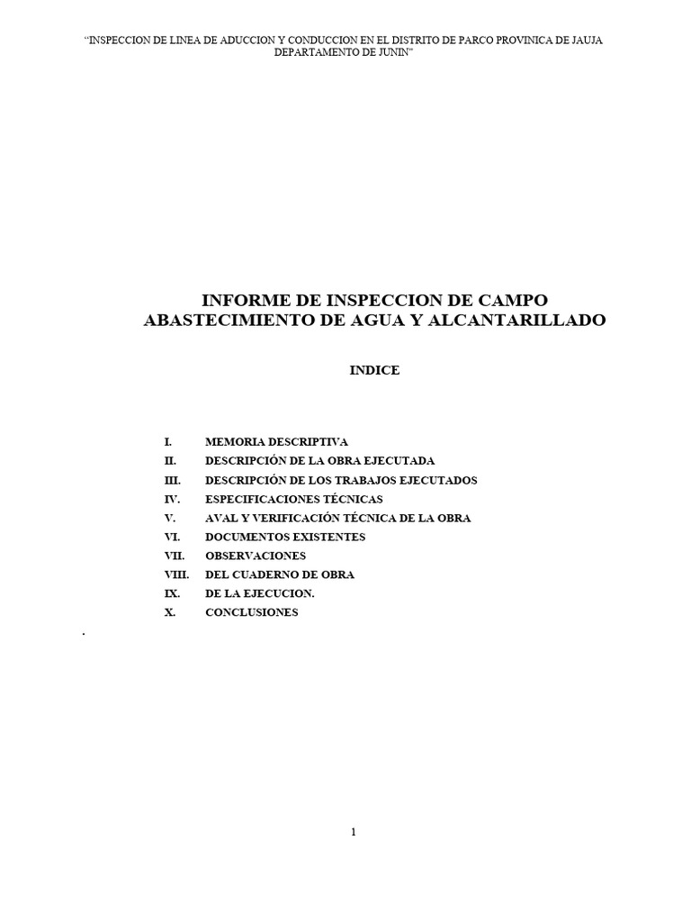 INFORME de Inspeccion Parco | PDF | Alcantarillado | Agua
