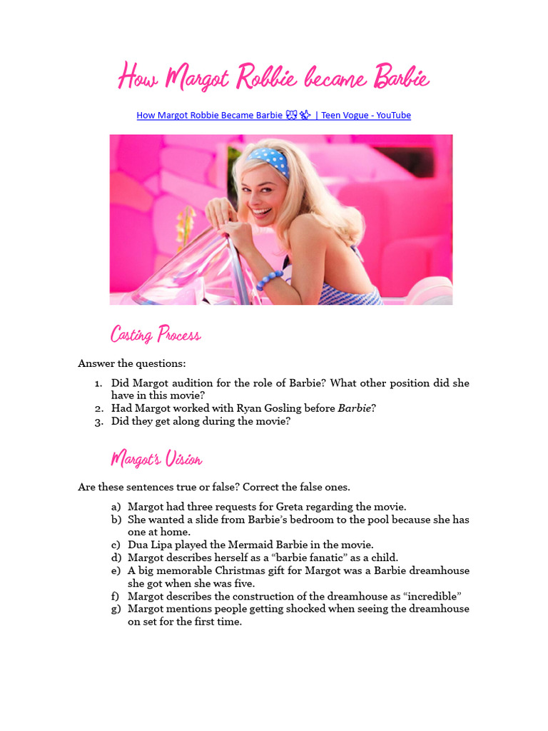 LISTENING - How Margot Robbie Became Barbie | PDF | Barbie