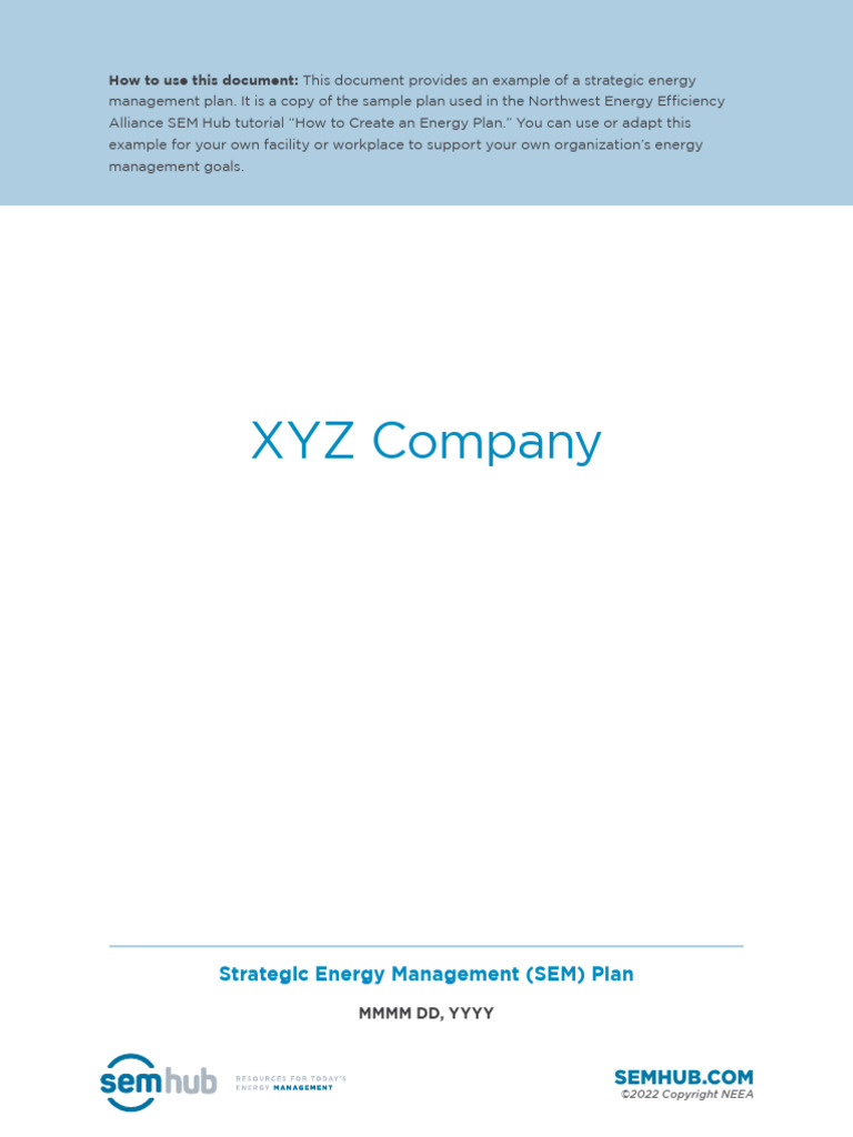 Sample Energy Plan | PDF | Energy Management | Goal