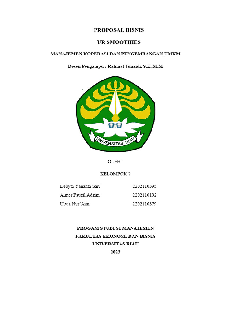 Proposal Bisnis Plan | PDF | Bisnis