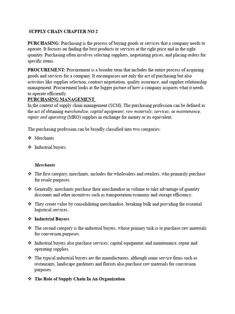 Supply Chain Chapter No 2 | PDF | Supply Chain | Procurement