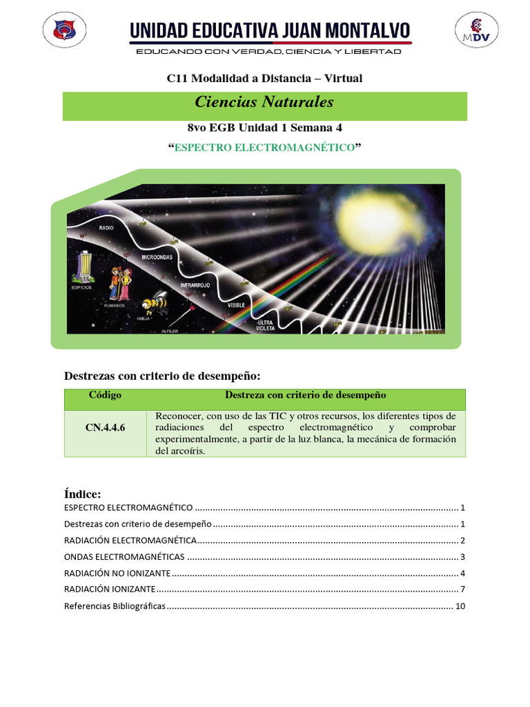 Guía CCNN-8vo EGB-U1-S4 | PDF | Radiación electromagnética | Espectro electromagnético