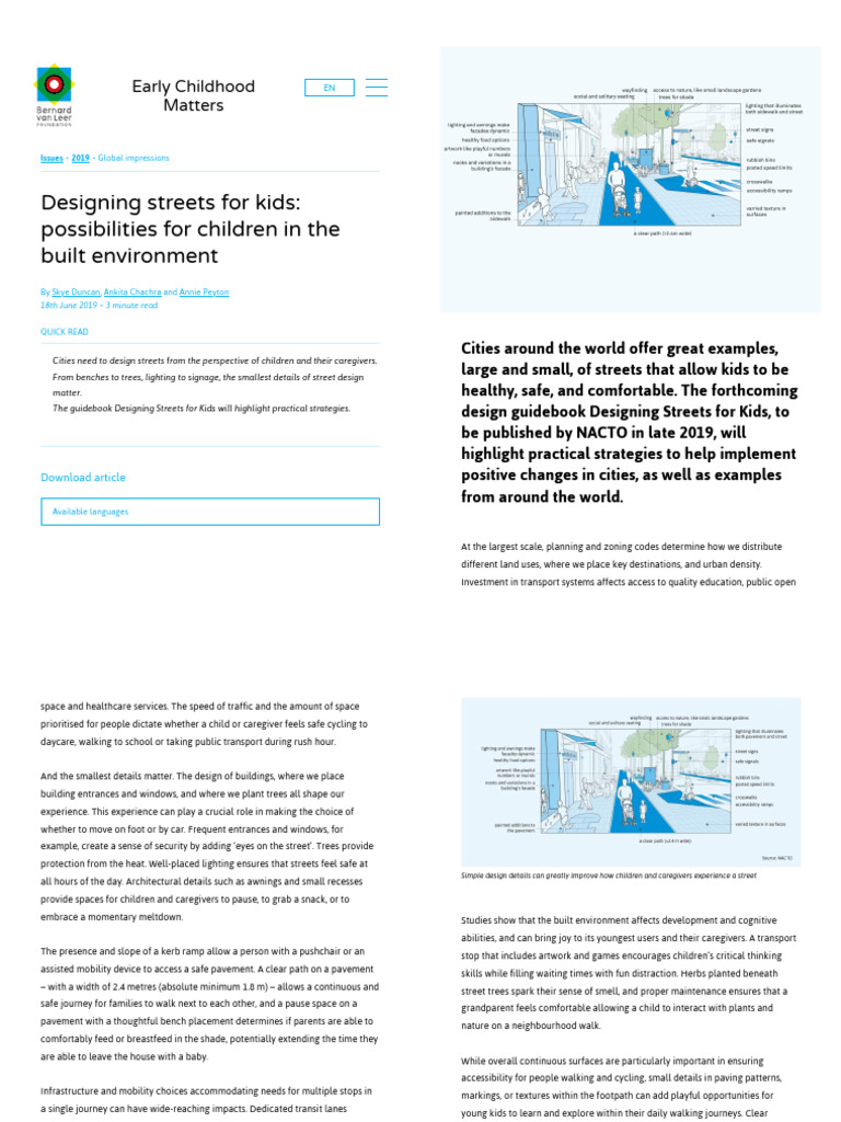 Designing Streets For Kids Possibilities For Children In The Built